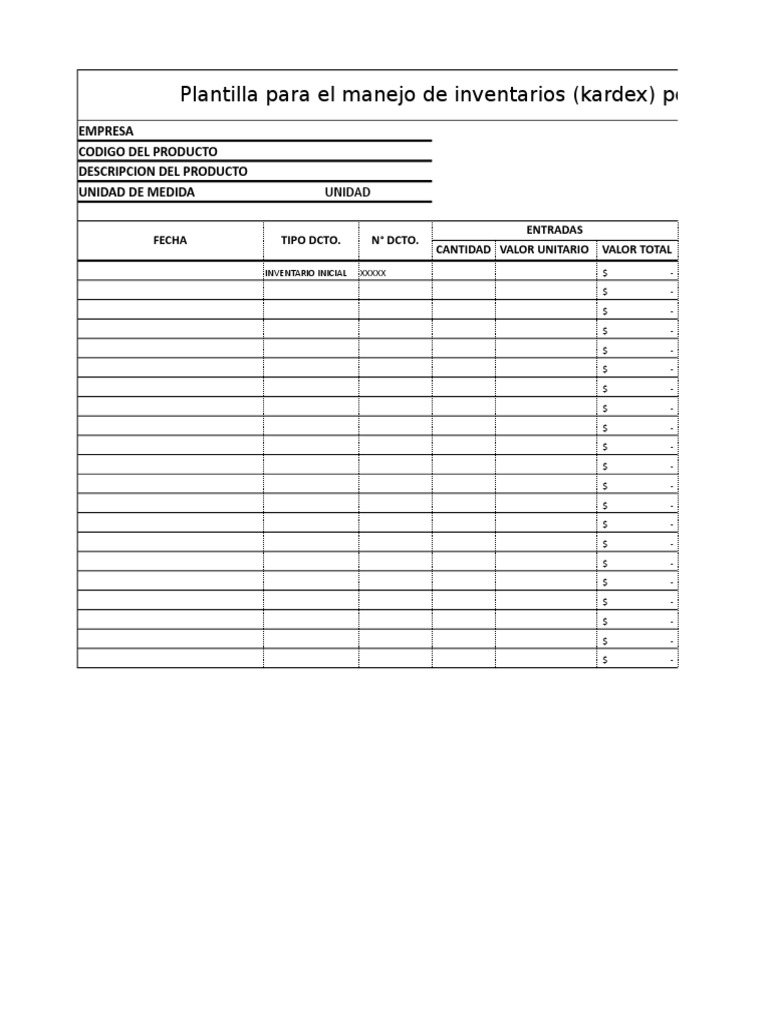 Plantilla Kardex para Inventarios Excel | PDF | Inventario | Business