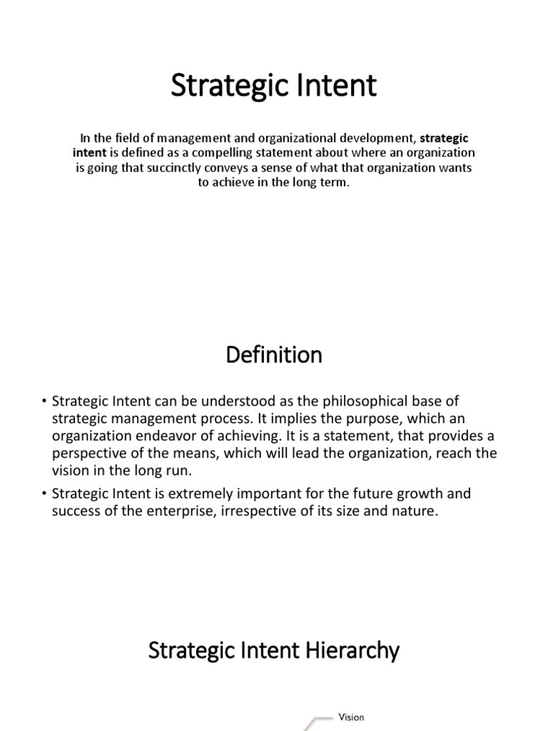 Strategic Intent | PDF