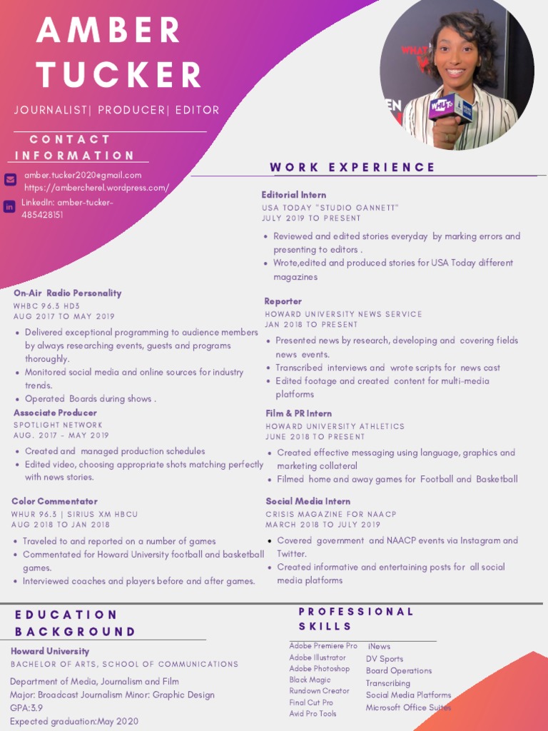 Amber Tucker 2019-2020 Resume | PDF | News | Social Media