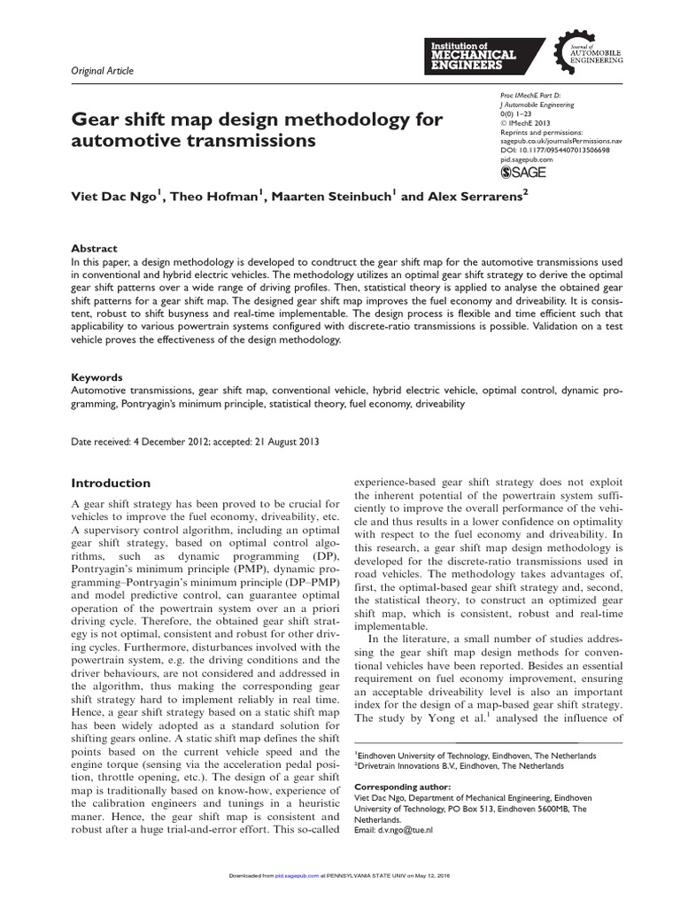 Gear Shift Map Design Methodology For Automotive Transmissions | PDF ...