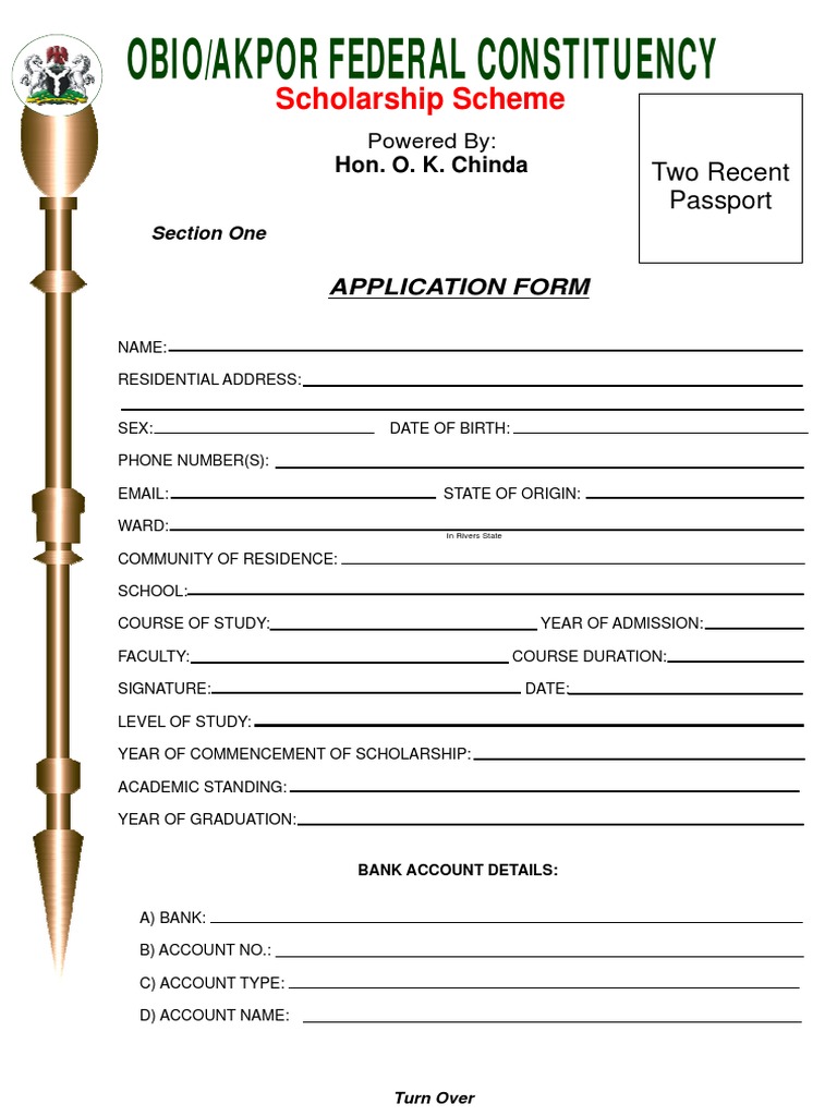 Scholarship Form Non | PDF | Official Documents | Government And Personhood