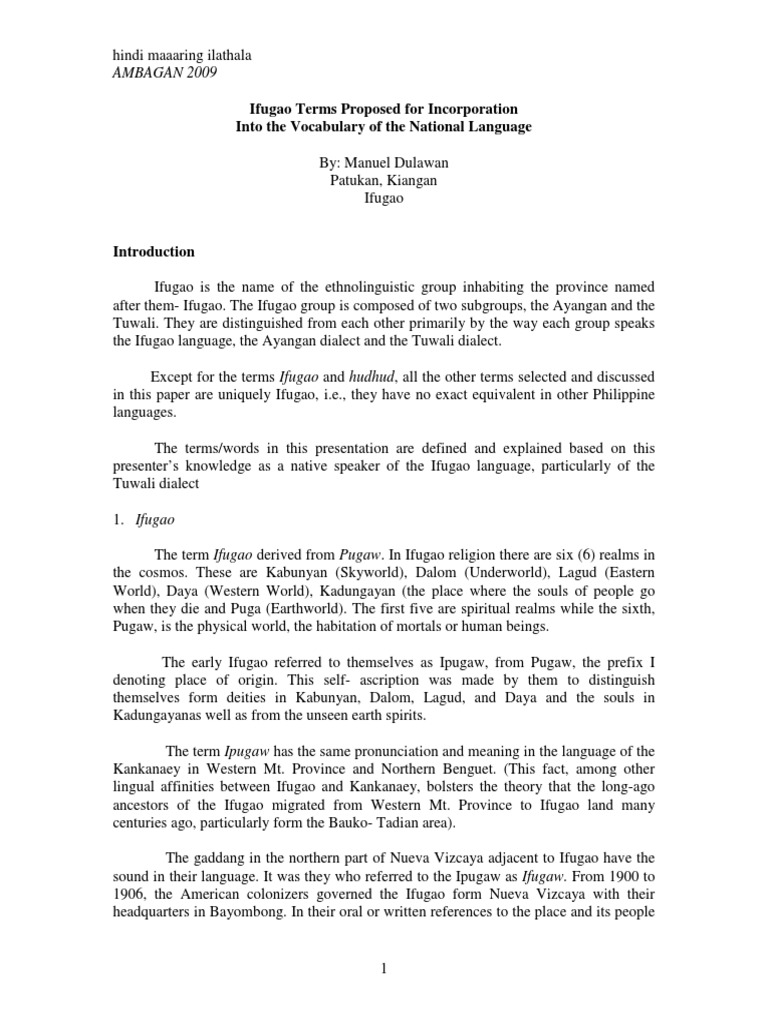 Ifugao | PDF | Languages | Language Arts & Discipline