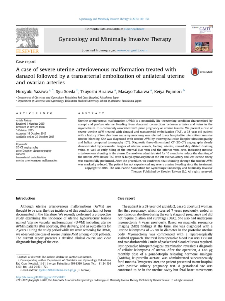 Gynecology and Minimally Invasive Therapy: Case Report | PDF | Uterus ...