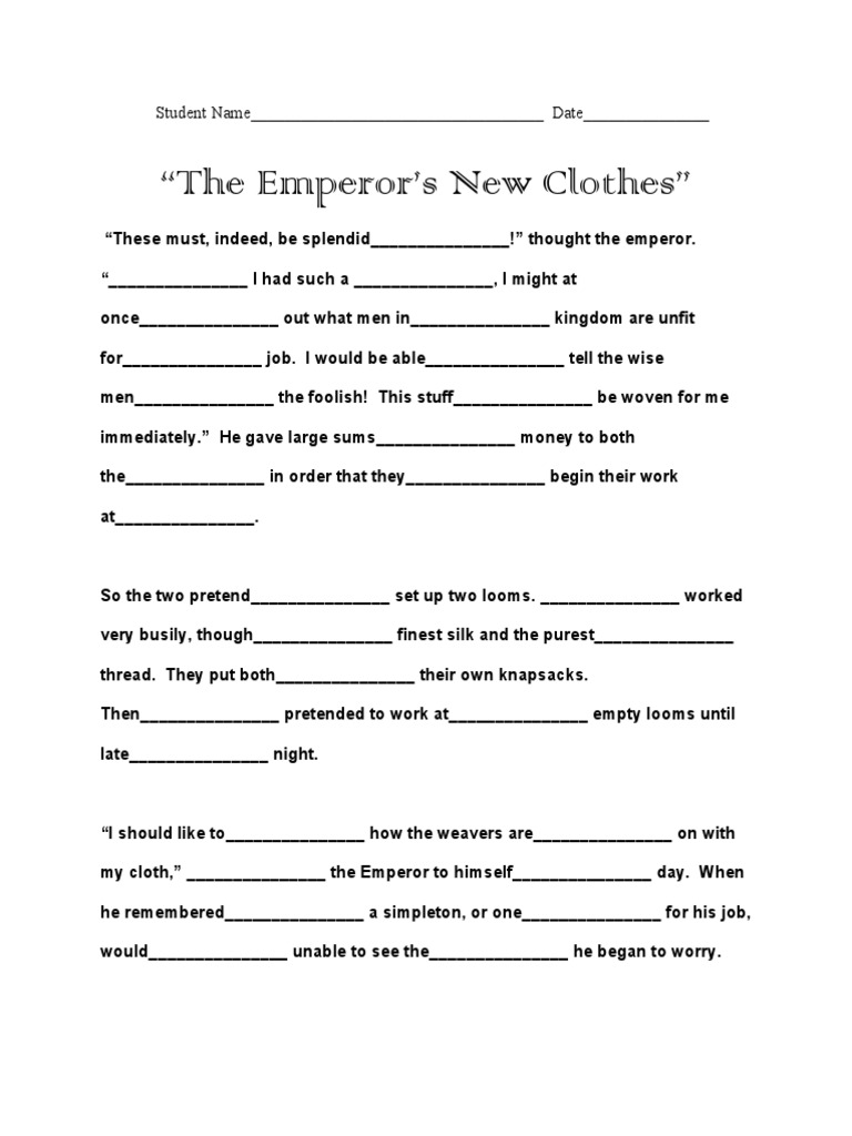 "The Emperor's New Clothes": Student Name - Date | PDF