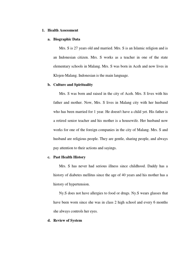 Health Assessment A. Biographic Data | PDF | Medical Specialties ...