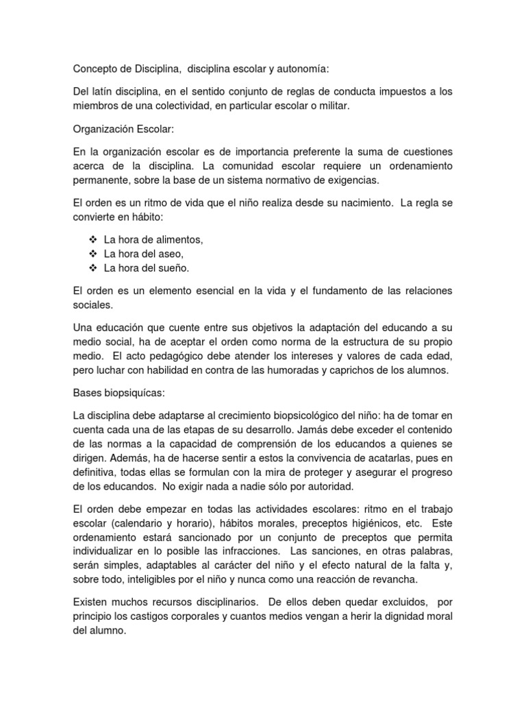 Concepto de Disciplina | PDF | Disciplinas | Conceptos psicologicos