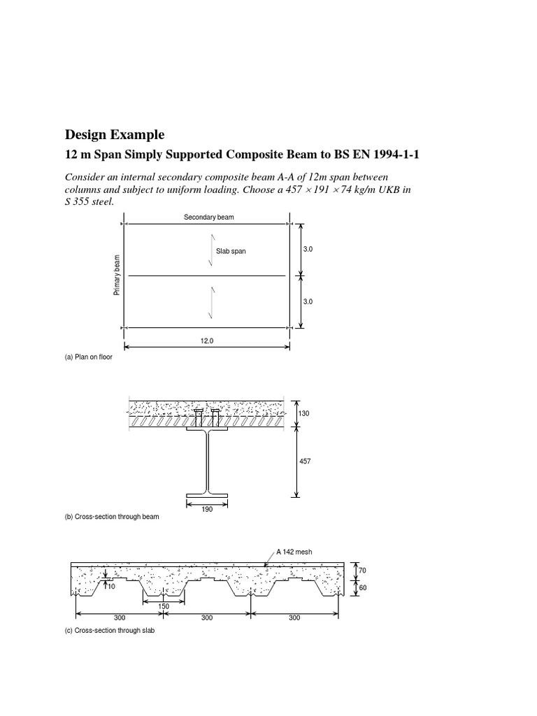 1994 Composite Beam Design Example | PDF | Beam (Structure) | Bending