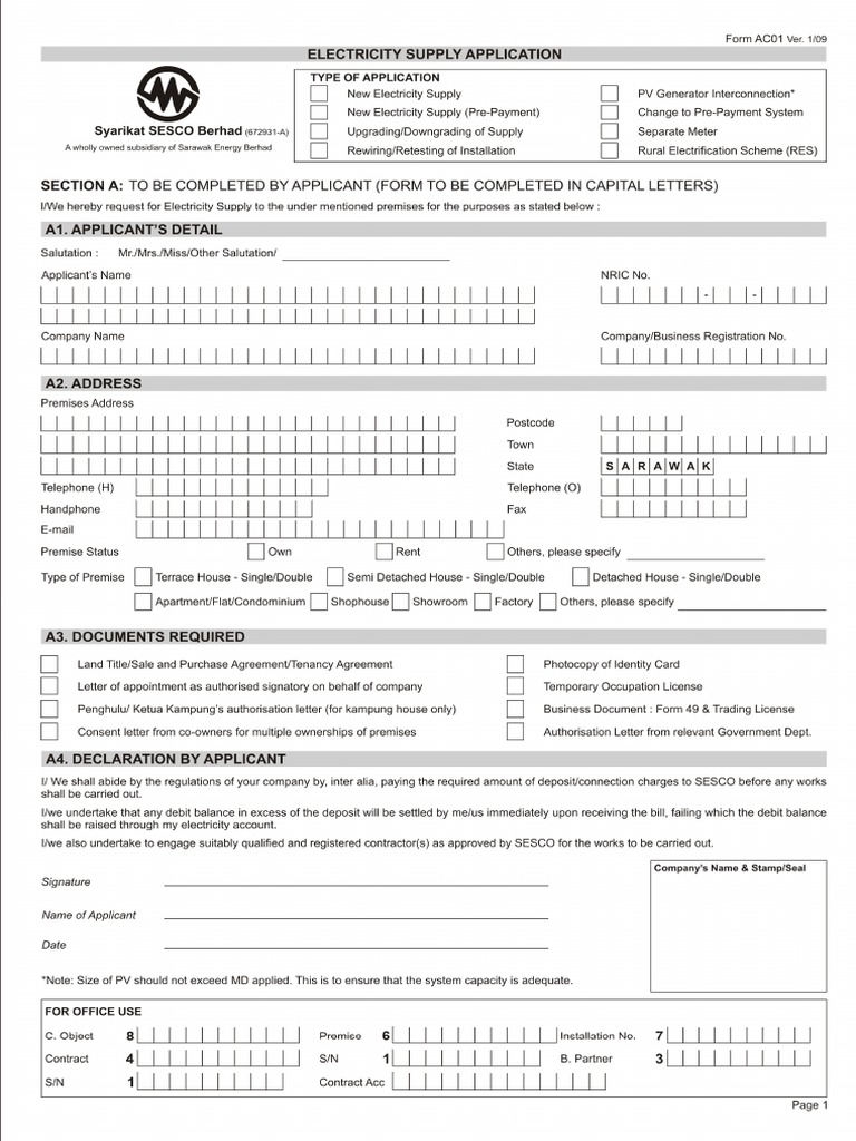 Ac01 Application Form Ver 1.09 | PDF