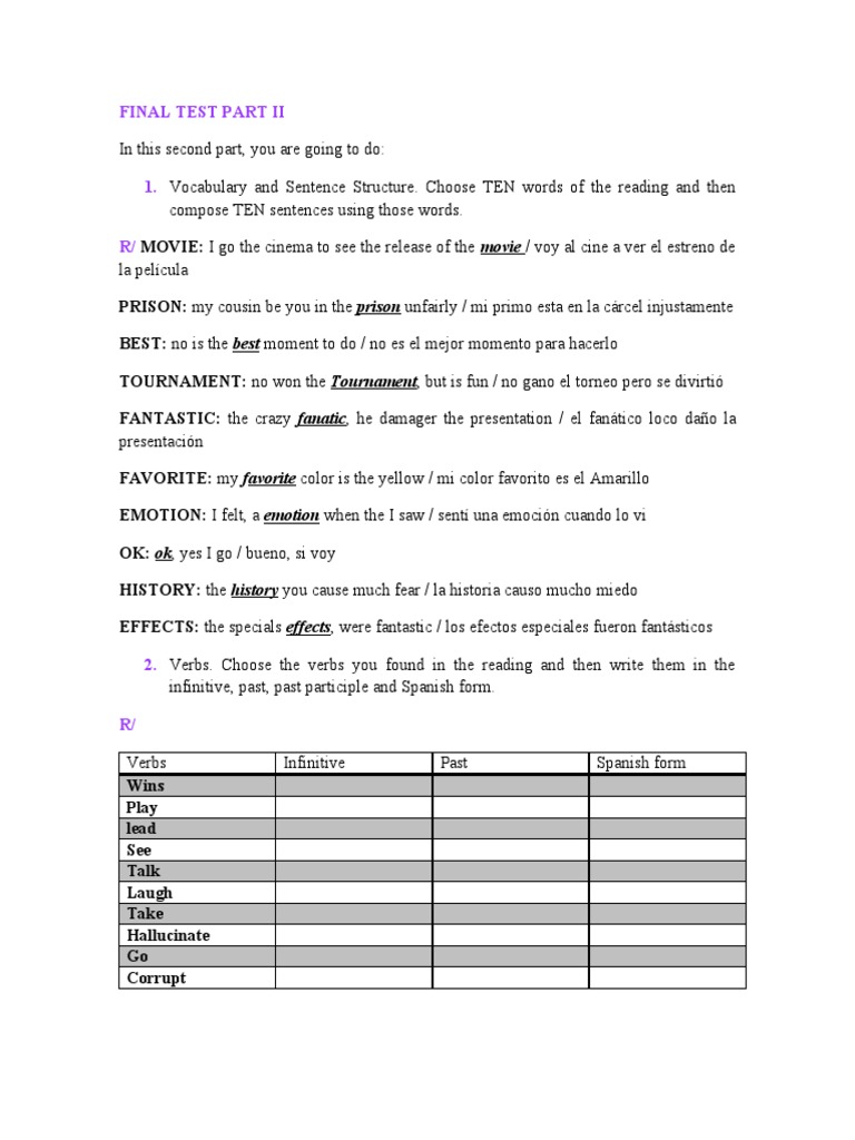 Final Test Part Ii: / Voy Al Cine A Ver El Estreno de | PDF