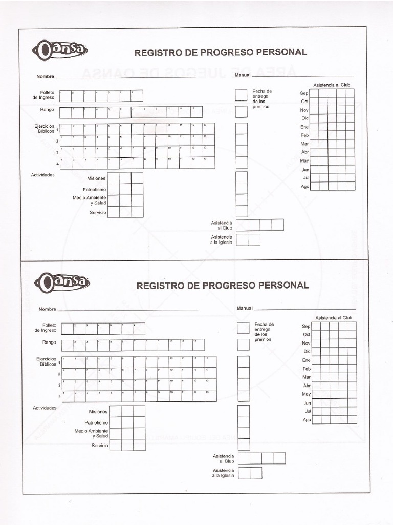 Oansa Registro Progreso Personal | PDF