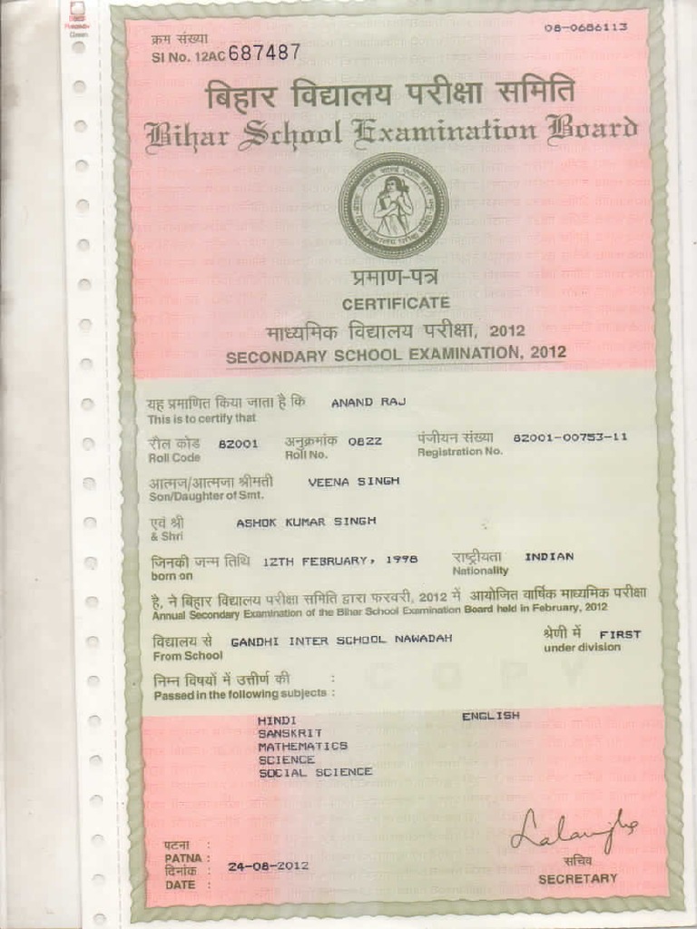 10th Certificate PDF | PDF