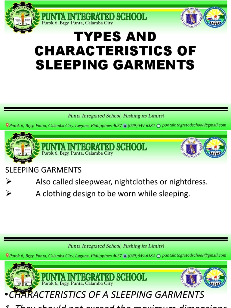 Types and Characteristics of Sleepwear | PDF | Clothing | Softlines ...