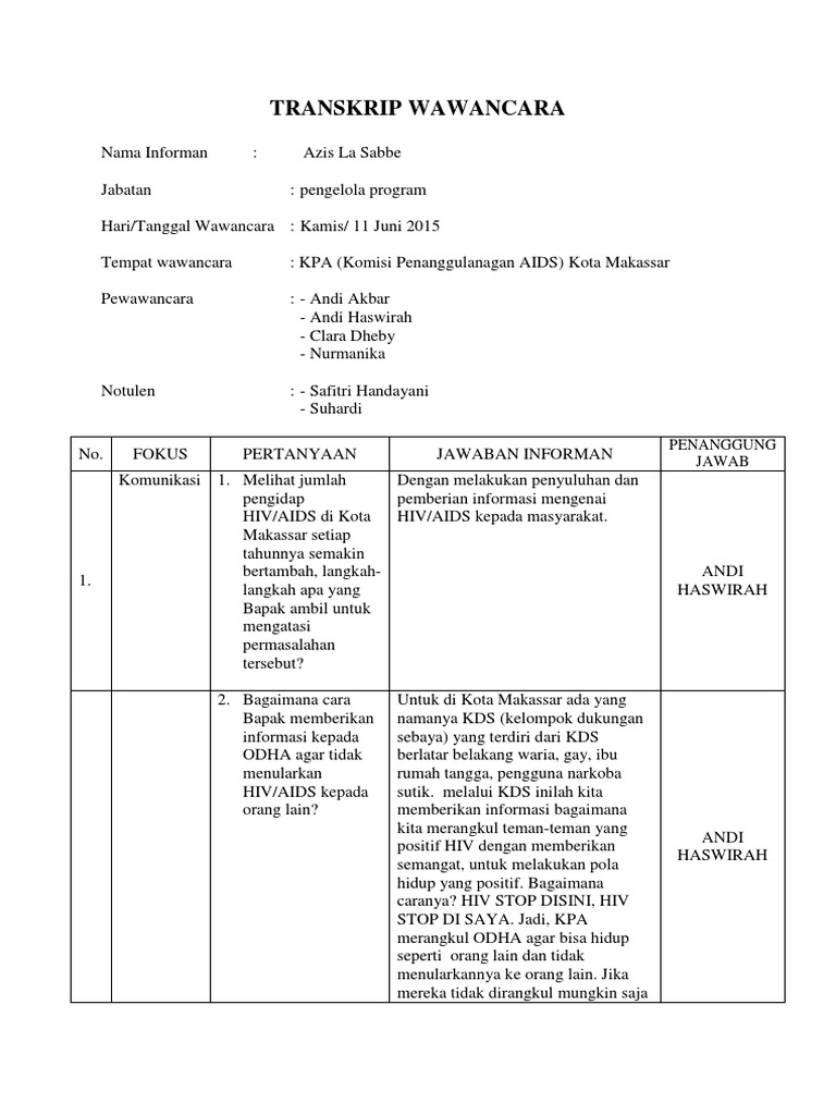 Transkrip Wawancara | PDF