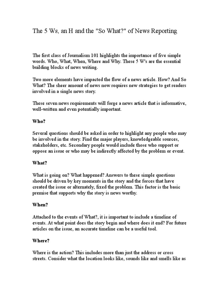A1 - The 5 Ws | PDF | News | Epistemology