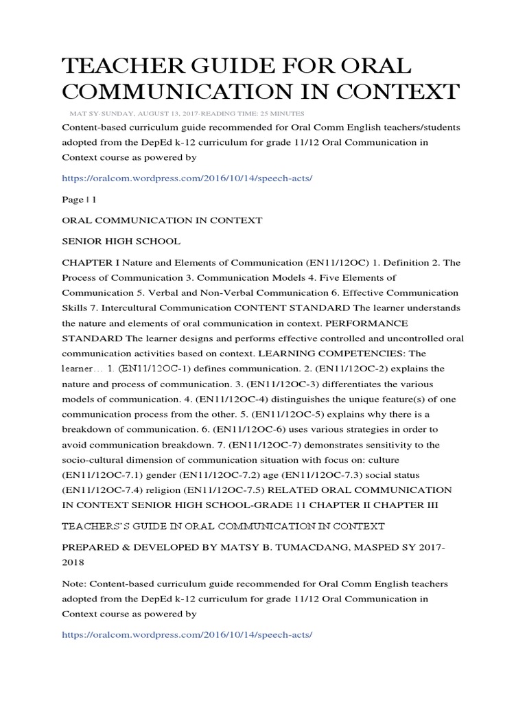 Grade 11 Oral Communication Guide | PDF | Career & Growth | Language ...