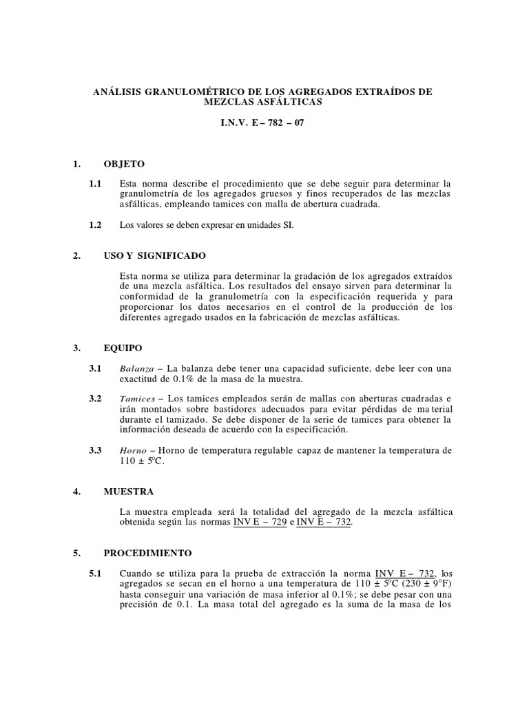 Norma INV E-782-07 PDF | PDF | Detergente | Masa