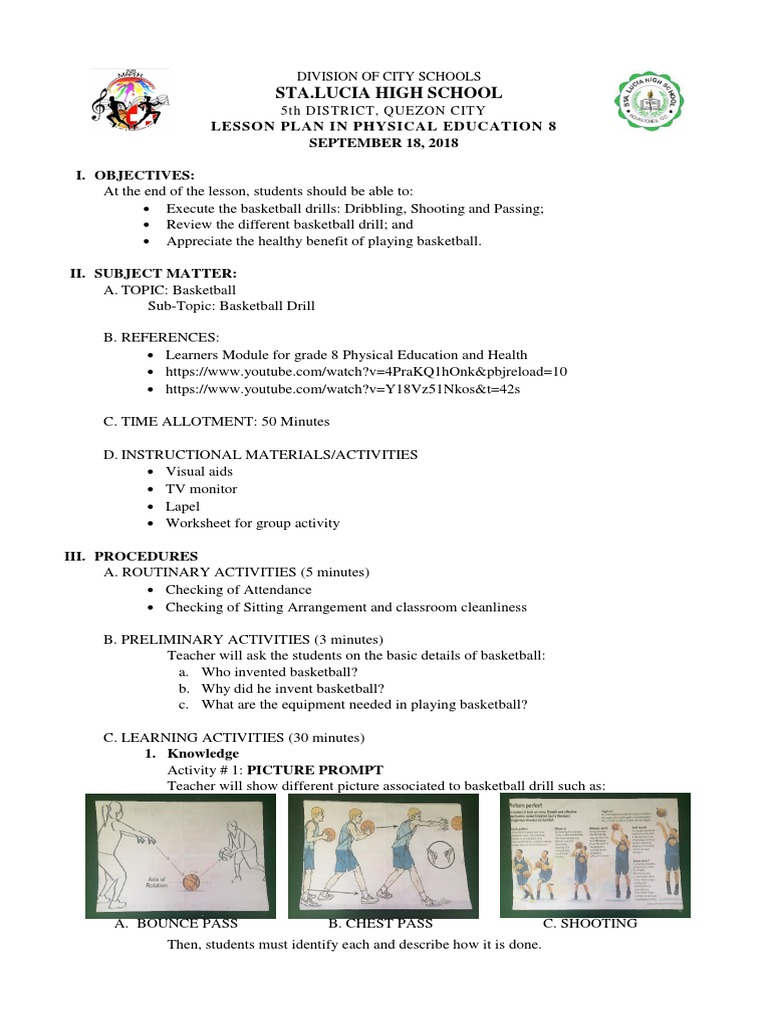 Sta - Lucia High School: Lesson Plan in Physical Education 8 SEPTEMBER ...