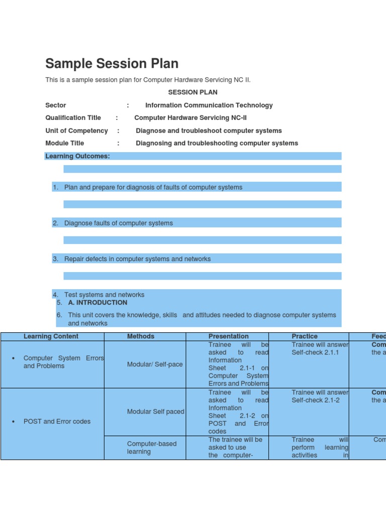 Sample Session Plan: A. Introduction | PDF | Software | Computer Data Storage