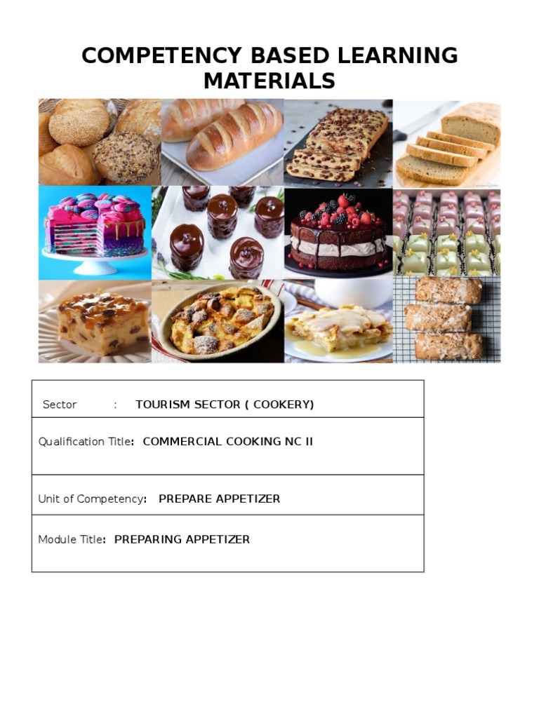Competency Based Learning Materials: Sector: Tourism Sector (Cookery ...