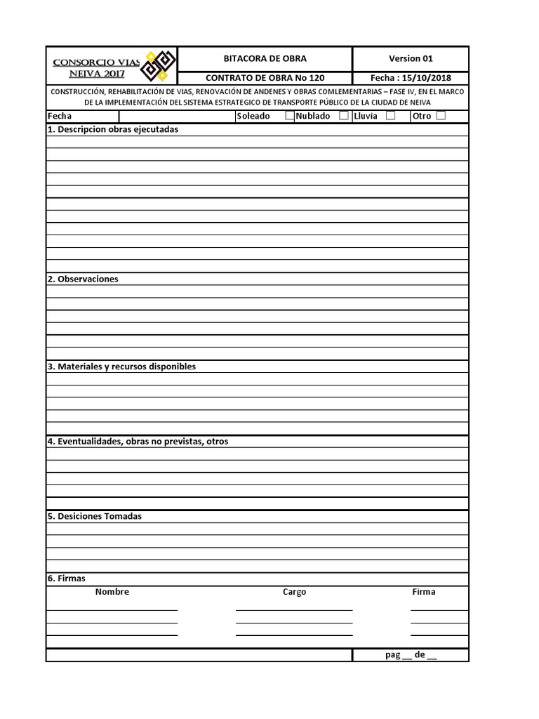 Modelo Bitacora de Obra