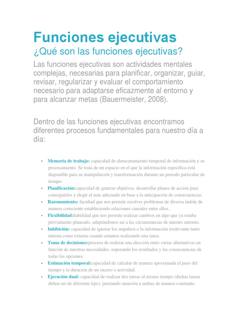 Funciones Ejecutivas | PDF | Funciones ejecutivas | Planificación