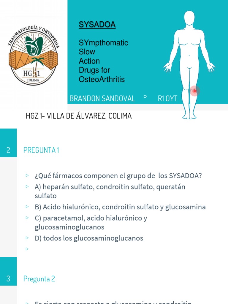 Medicamentos SYSADOA en Osteoartritis | PDF | Osteoartritis | Droga ...