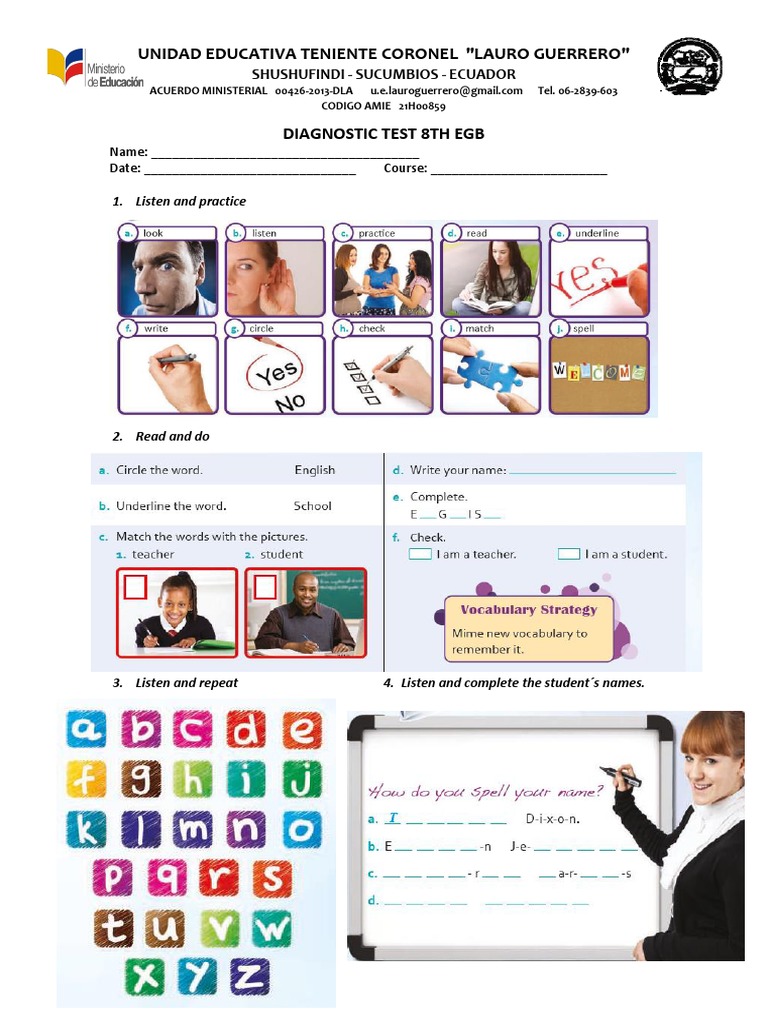 Diagnostic Test 8TH Egb | PDF