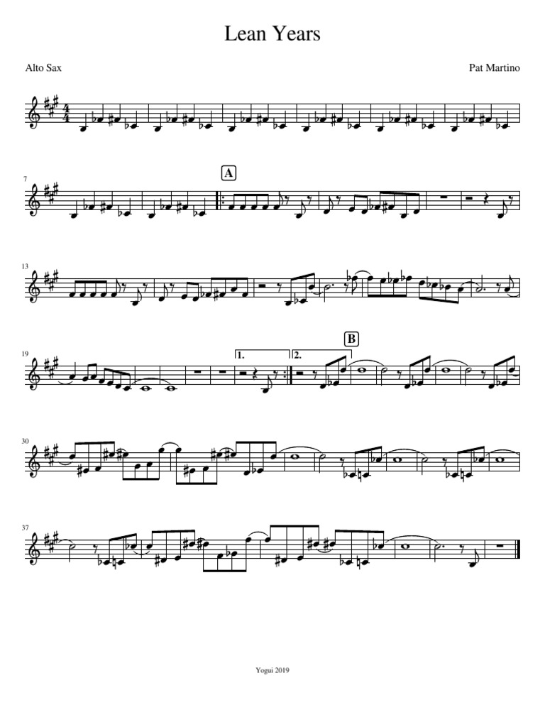 Alto Sax : Lean Years de Pat Martino | PDF