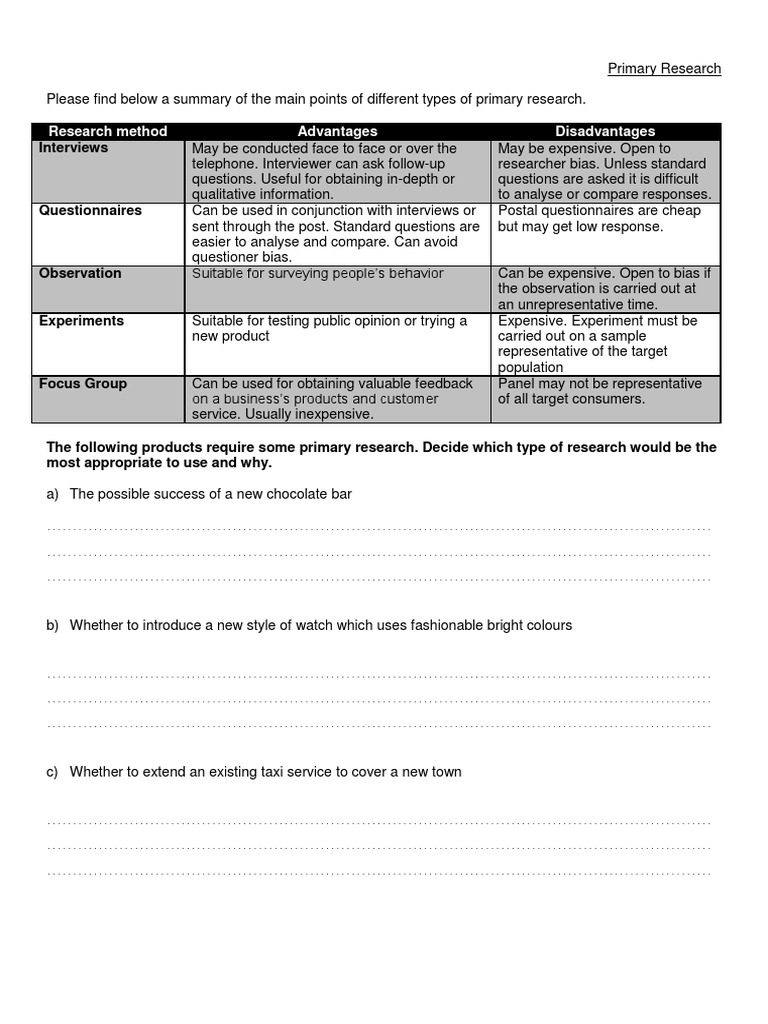 Types of Primary Research Methods | PDF | Evaluation Methods | Research ...