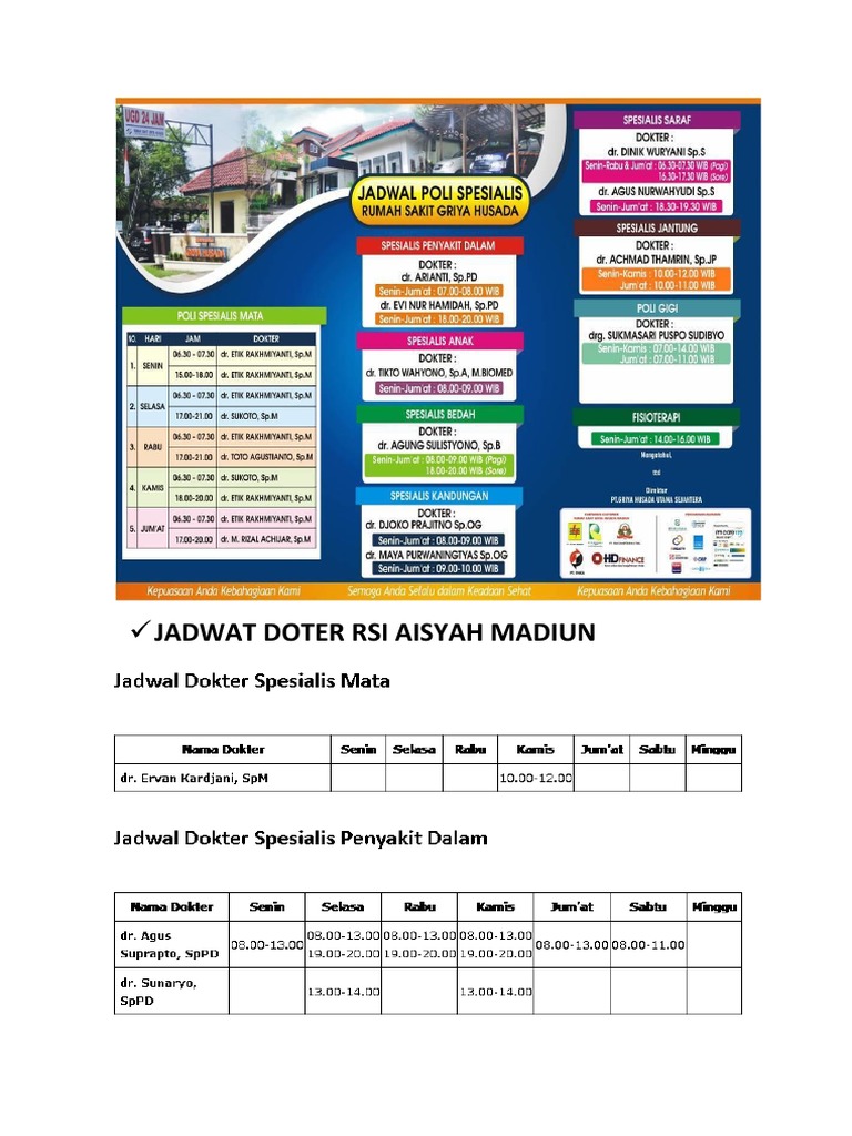 Jadwat Dokter RSGH Madiun | PDF