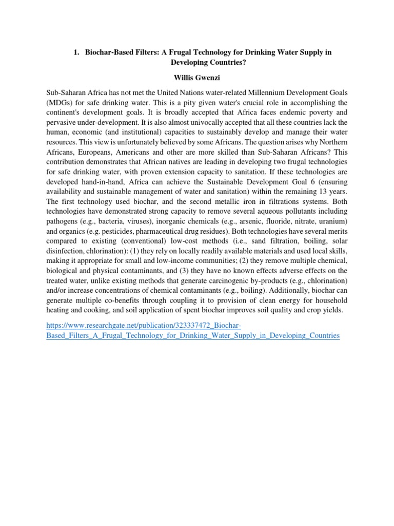 Use of Biocharcoal As Water Filter (Research) | PDF | Sewage Treatment ...
