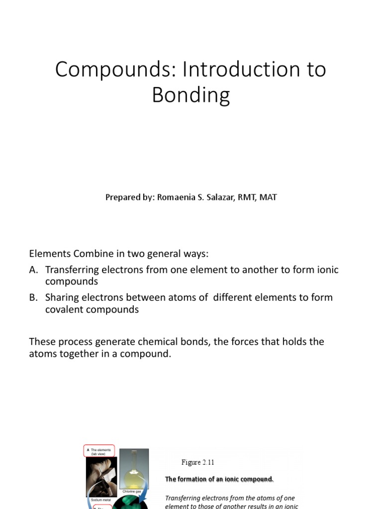 Compounds: Introduction To Bonding: Prepared By: Romaenia S. Salazar ...