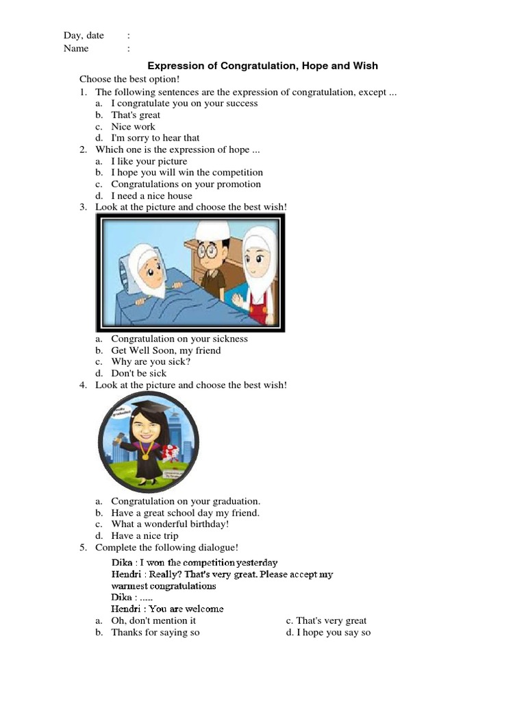 Soal KD 3.1 Expression of Congratulation | PDF