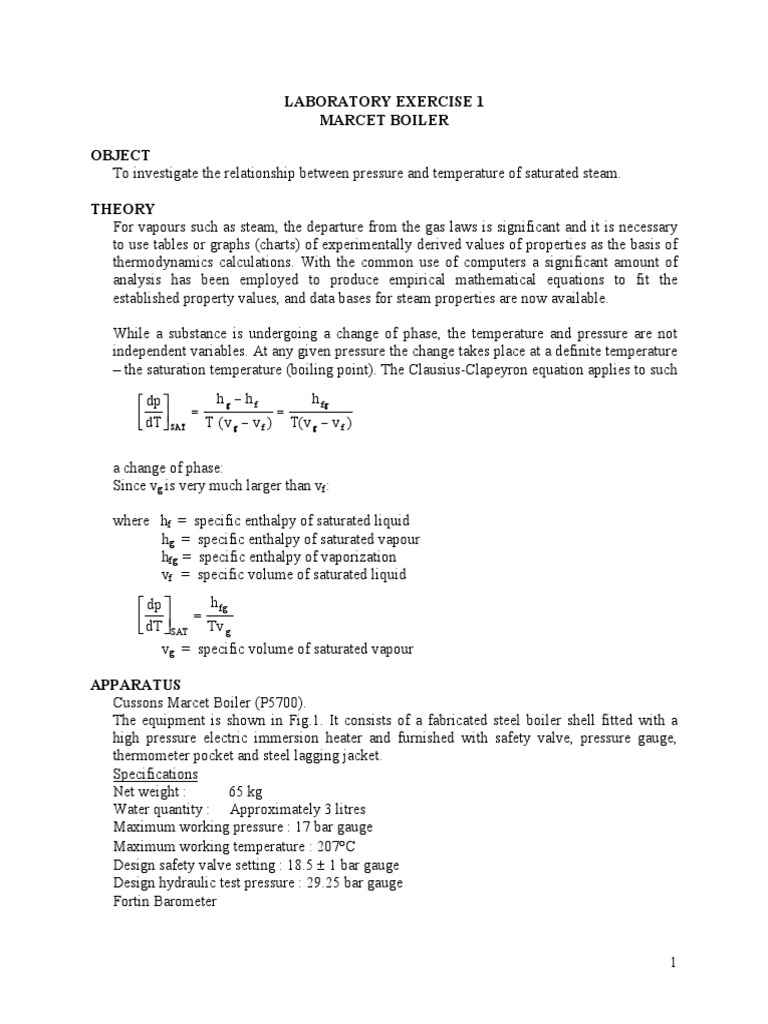 Marcet Boiler Experiment | PDF | Pressure | Boiler Marcet Boiler Experiment | PDF | Pressure | Boiler
