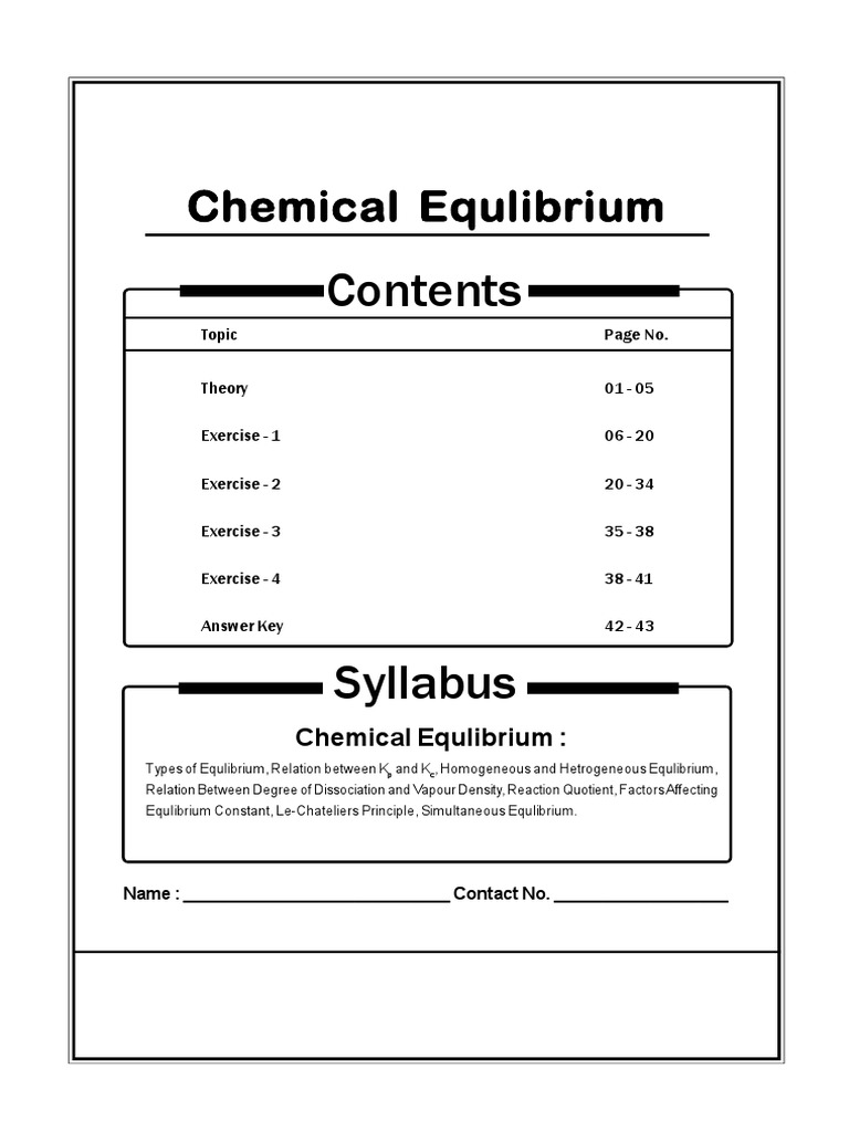 Chemical Equilibrium | PDF | Chemical Equilibrium | Reaction Rate