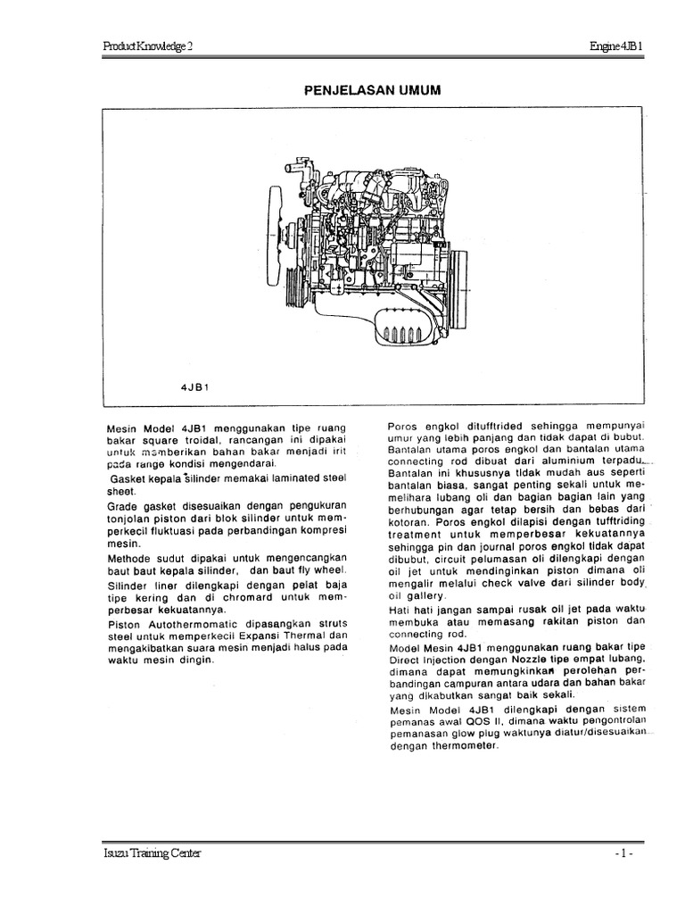 Isuzu 4JB1 Engine Training Guide | PDF