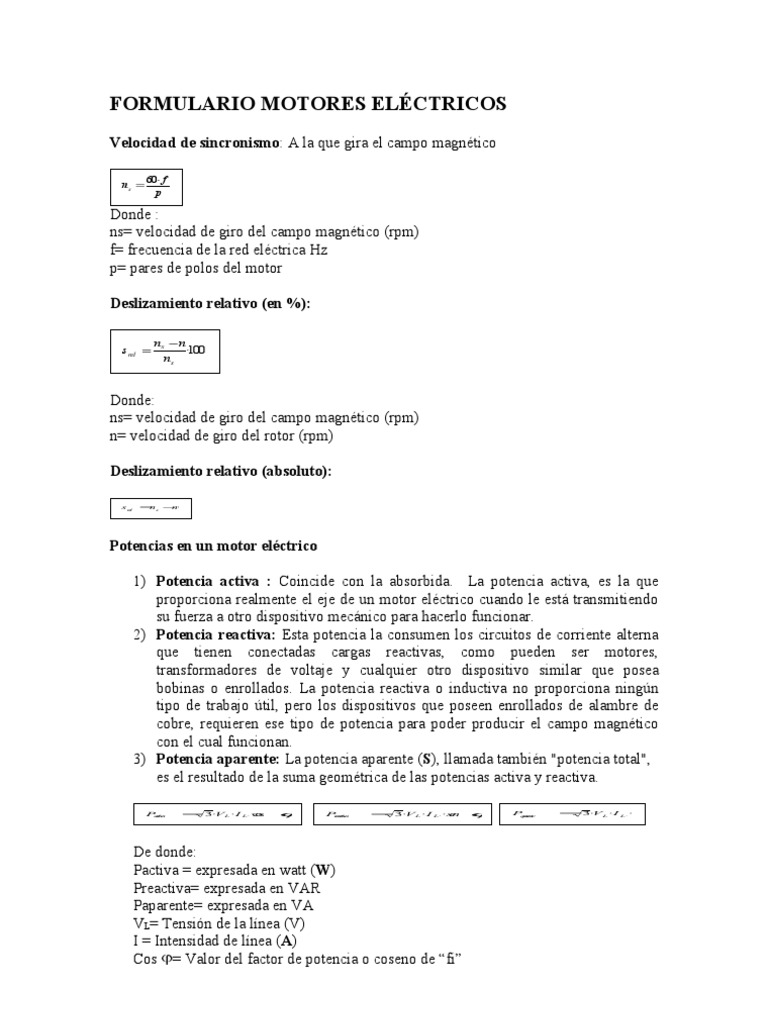 Características de Motores Eléctricos | PDF | Energia electrica | Motor ...