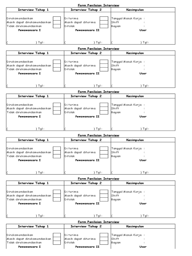Formulir Penilaian Interview Karyawan | PDF | Komputer
