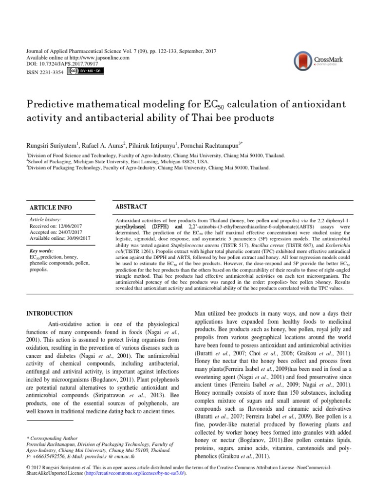 Predictive Mathematical Modeling For EC Calculation of Antioxidant ...