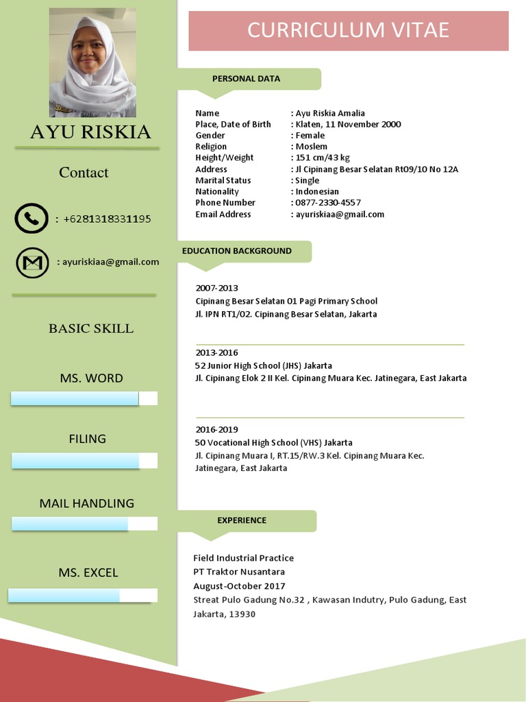 Curriculum Vitae: Ayu Riskia | PDF
