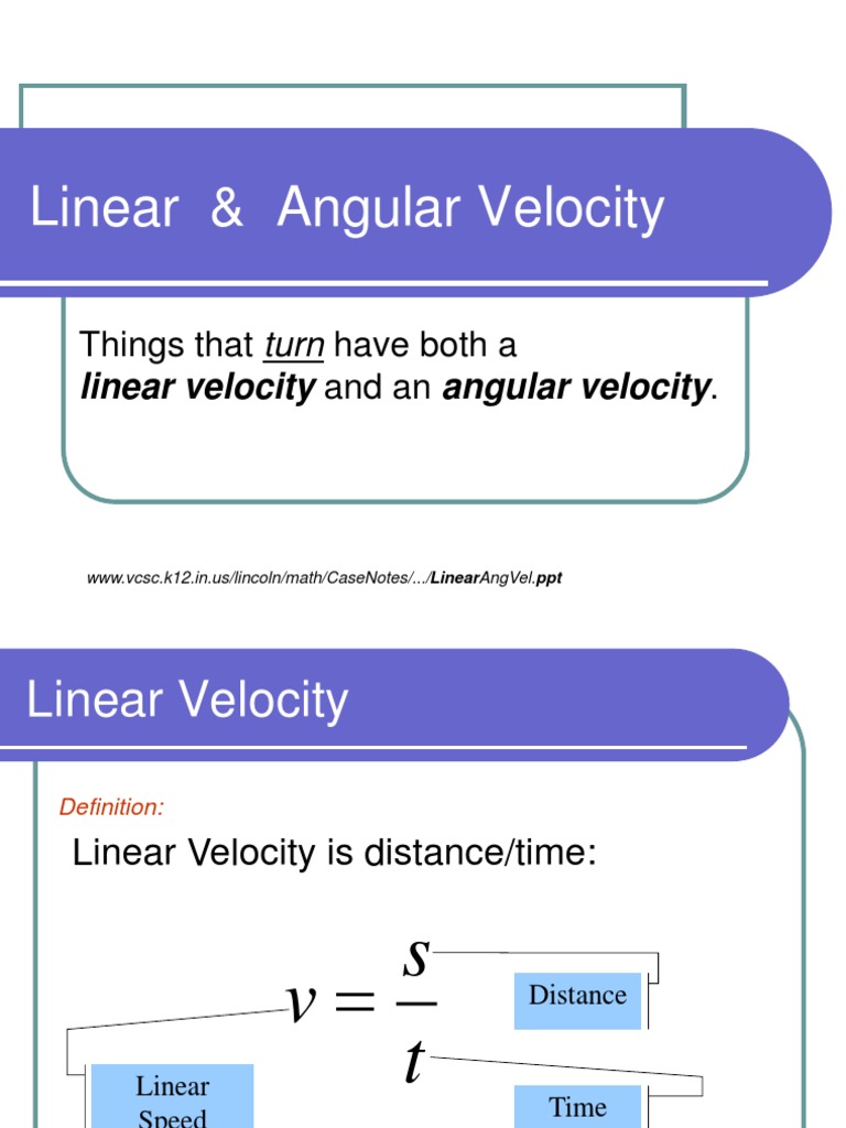 Linear and Angular Velocity | PDF | Speed | Angle
