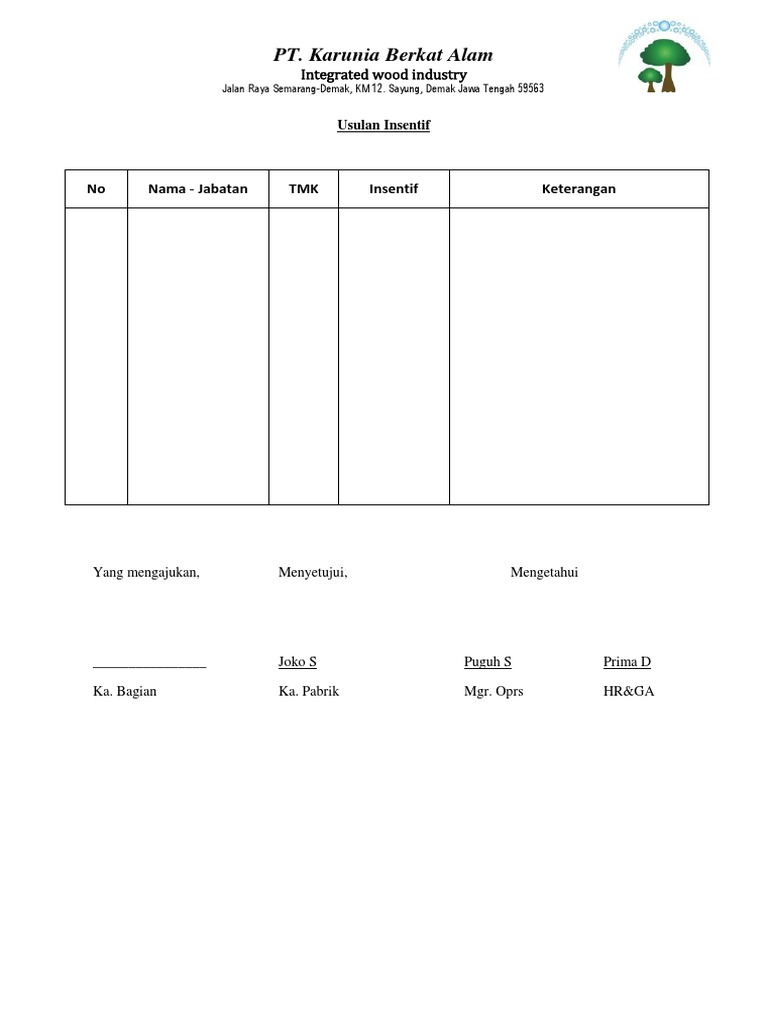 Form Usulan Insentif | PDF