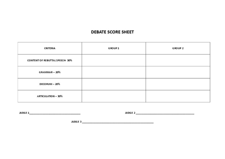 Debate Judging Score Sheet Template | PDF