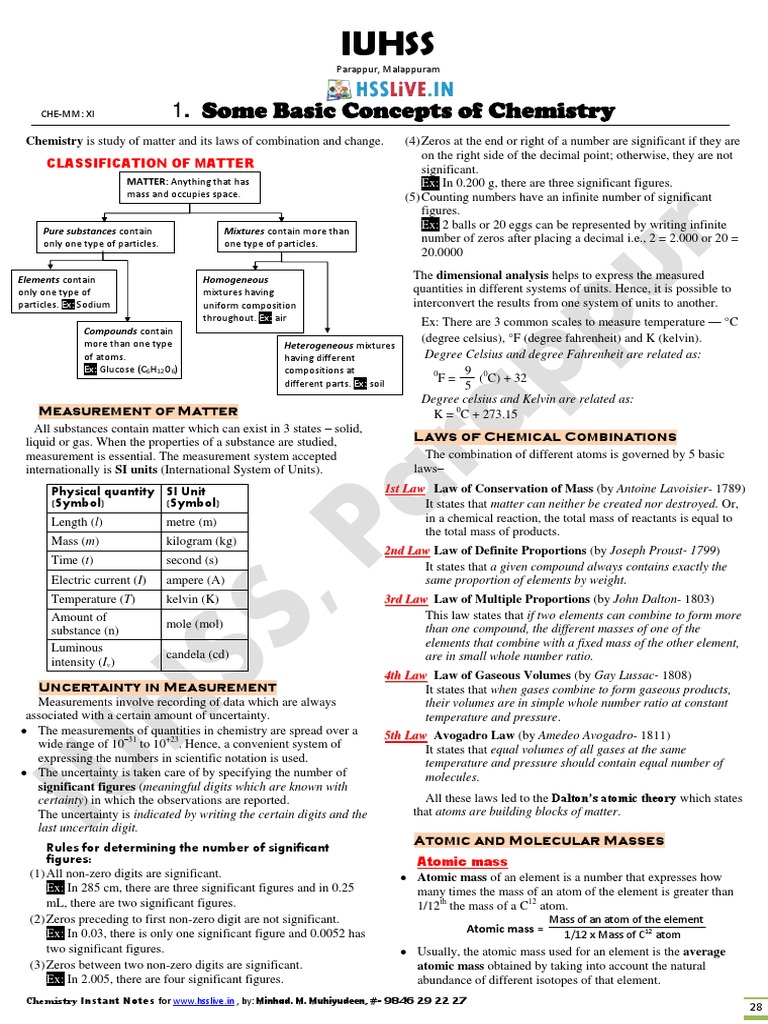 1 Some Basic Concepts | PDF | Mole (Unit) | Stoichiometry