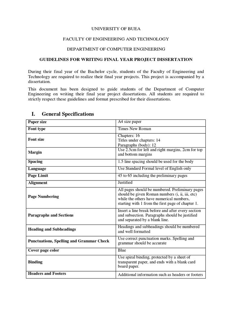 Guidelines For Writing Final Year Project Reports | PDF | Thesis ...