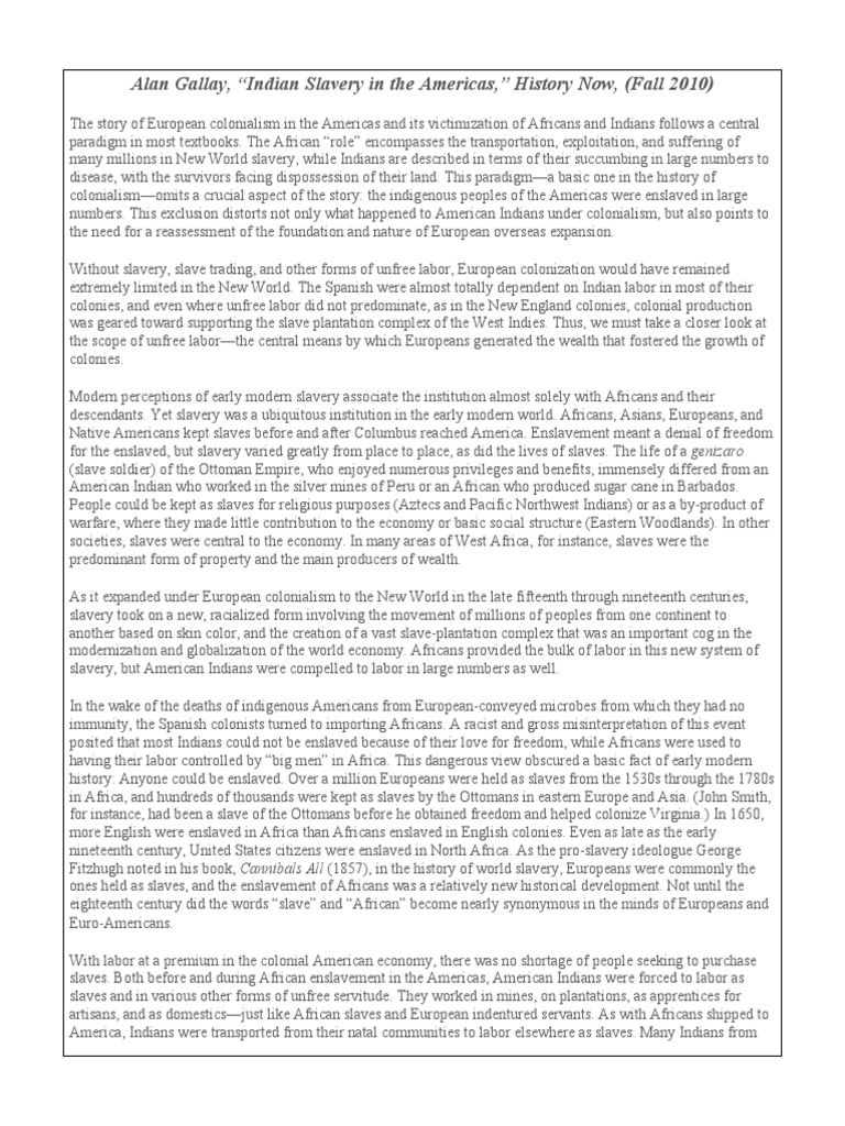 Alan Gallay Indian Slavery in The Americas | PDF | Slavery | Native ...