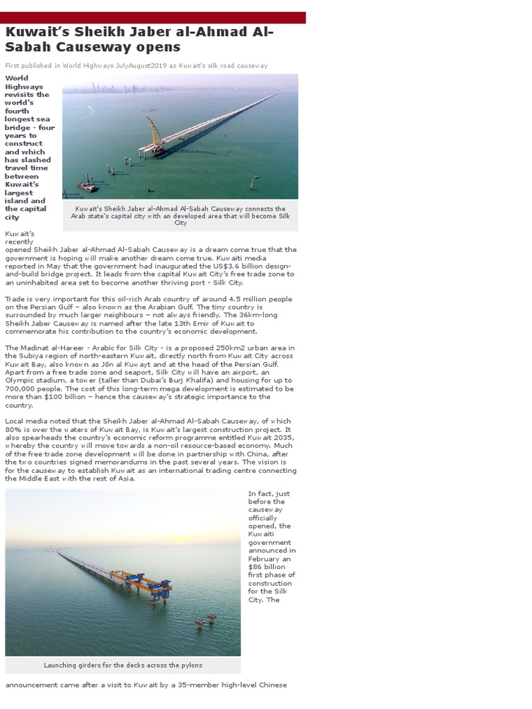 World Highways - Kuwait's Sheikh Jaber Al-Ahmad Al-Sabah Causeway Opens ...