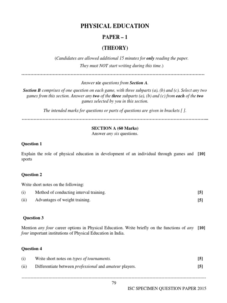 Physical Education: Paper - 1 (Theory) | PDF | Cricket | Association ...