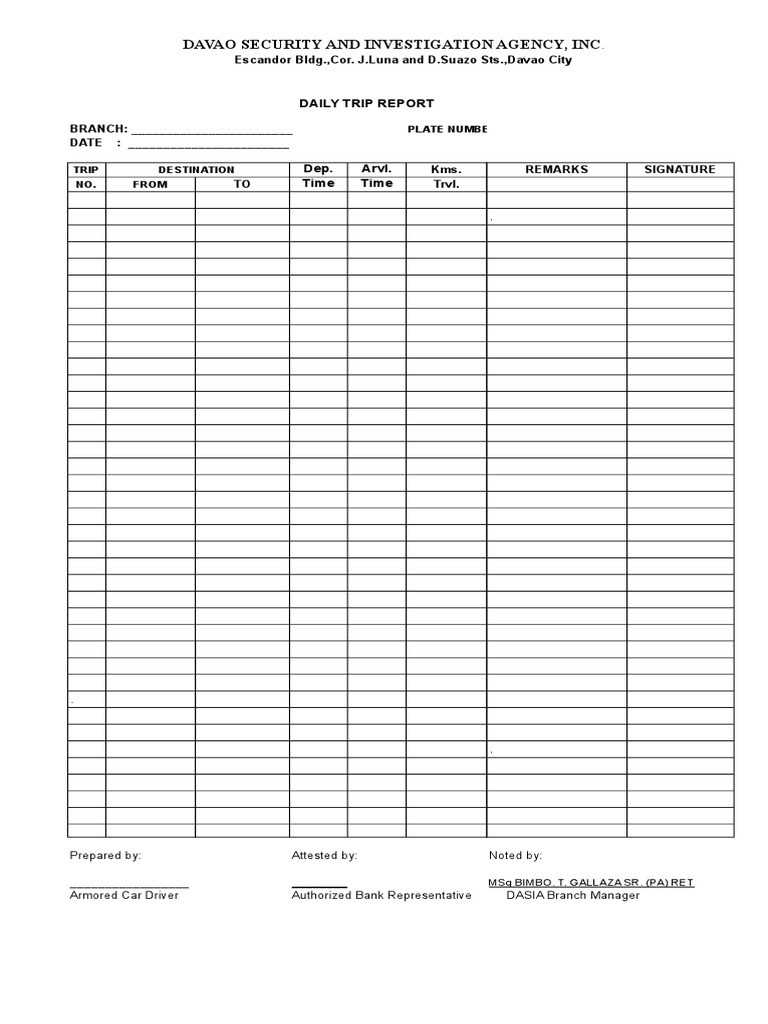 Daily Trip & Measurement Report | PDF
