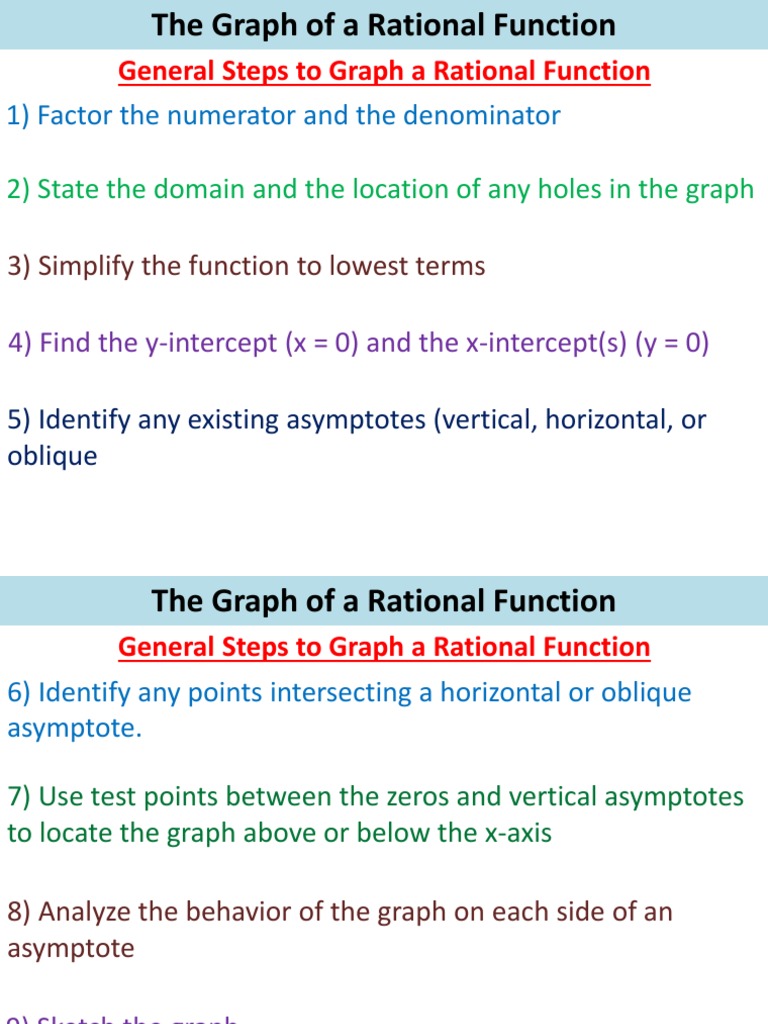 Graphing Rational Functions | PDF | Asymptote | Fraction (Mathematics)